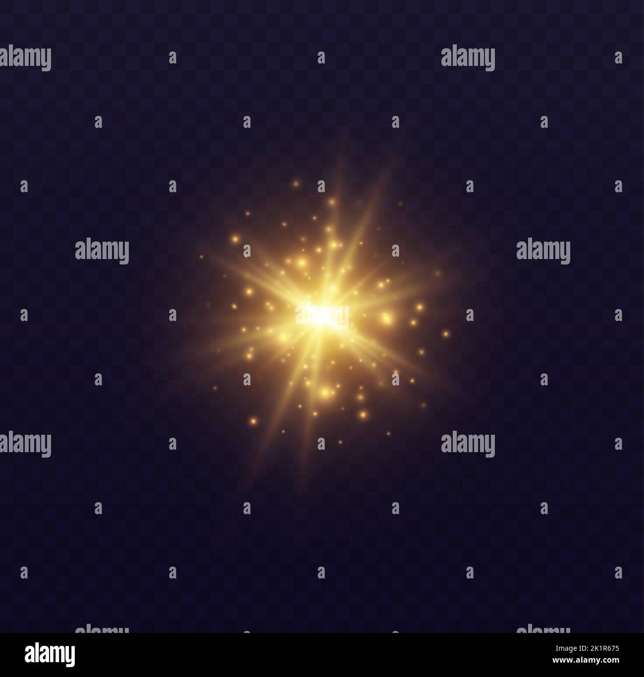 Star burst with sparkles, lens flare with particles, golden star ...