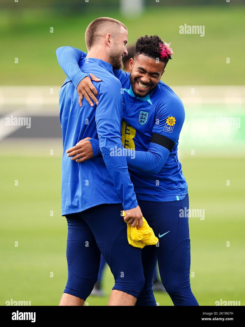 England's Eric Dier and Reece James (right) during a training session ...