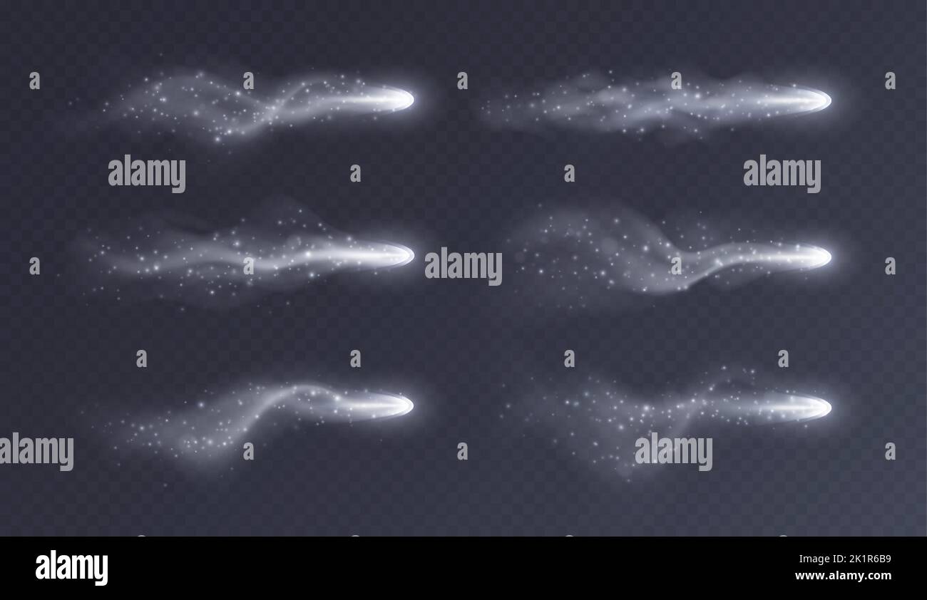 White light trail, magic stardust with haze and sparkles, realistic fantasy game vfx effects ...