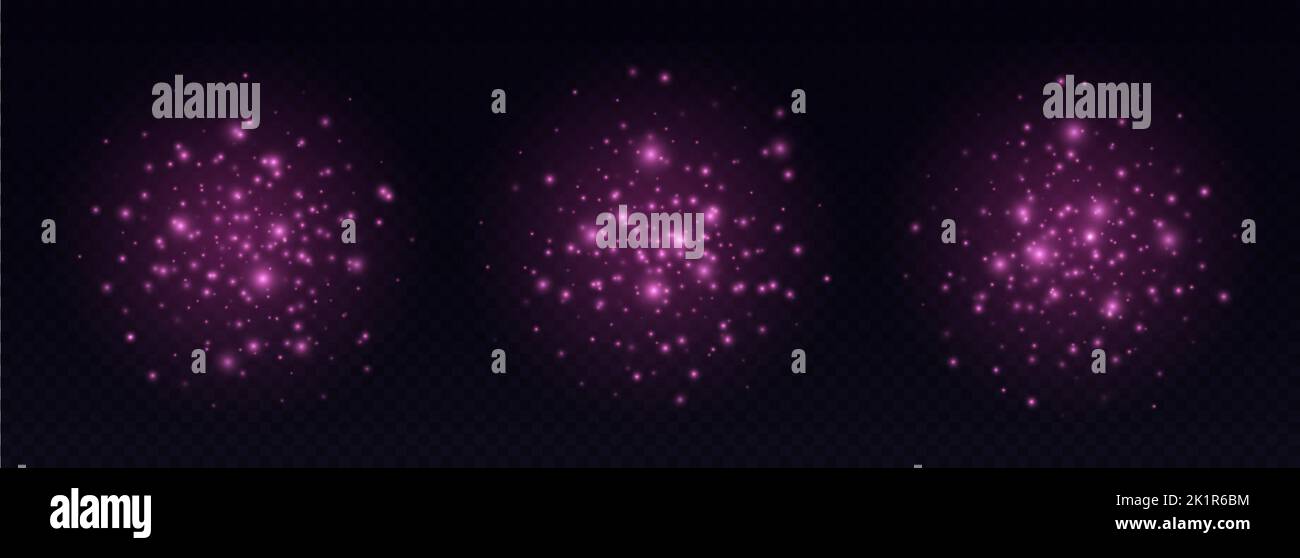 Pink sparkles, shiny particles light effect, bright glowing stars ...