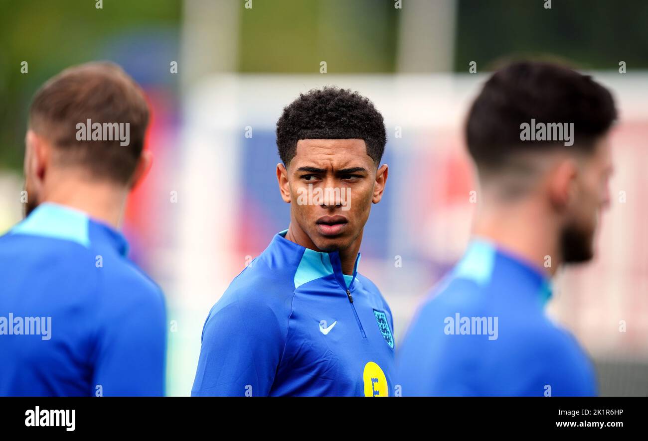 England's Jude Bellingham during a training session at St. George's ...