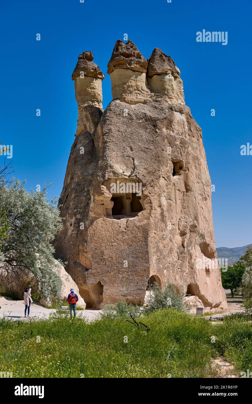 Picturesque landscape of shaped sandstone rocks. Famous Fairy Chimneys ...