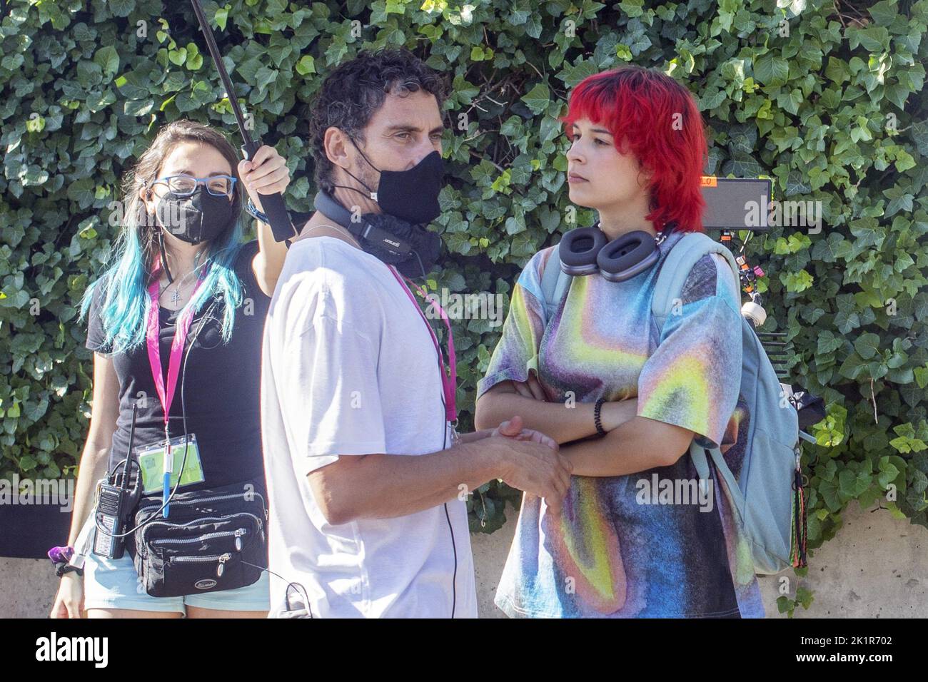 RAINBOW, front, from left: director Paco Leon, Dora Postigo, on set ...