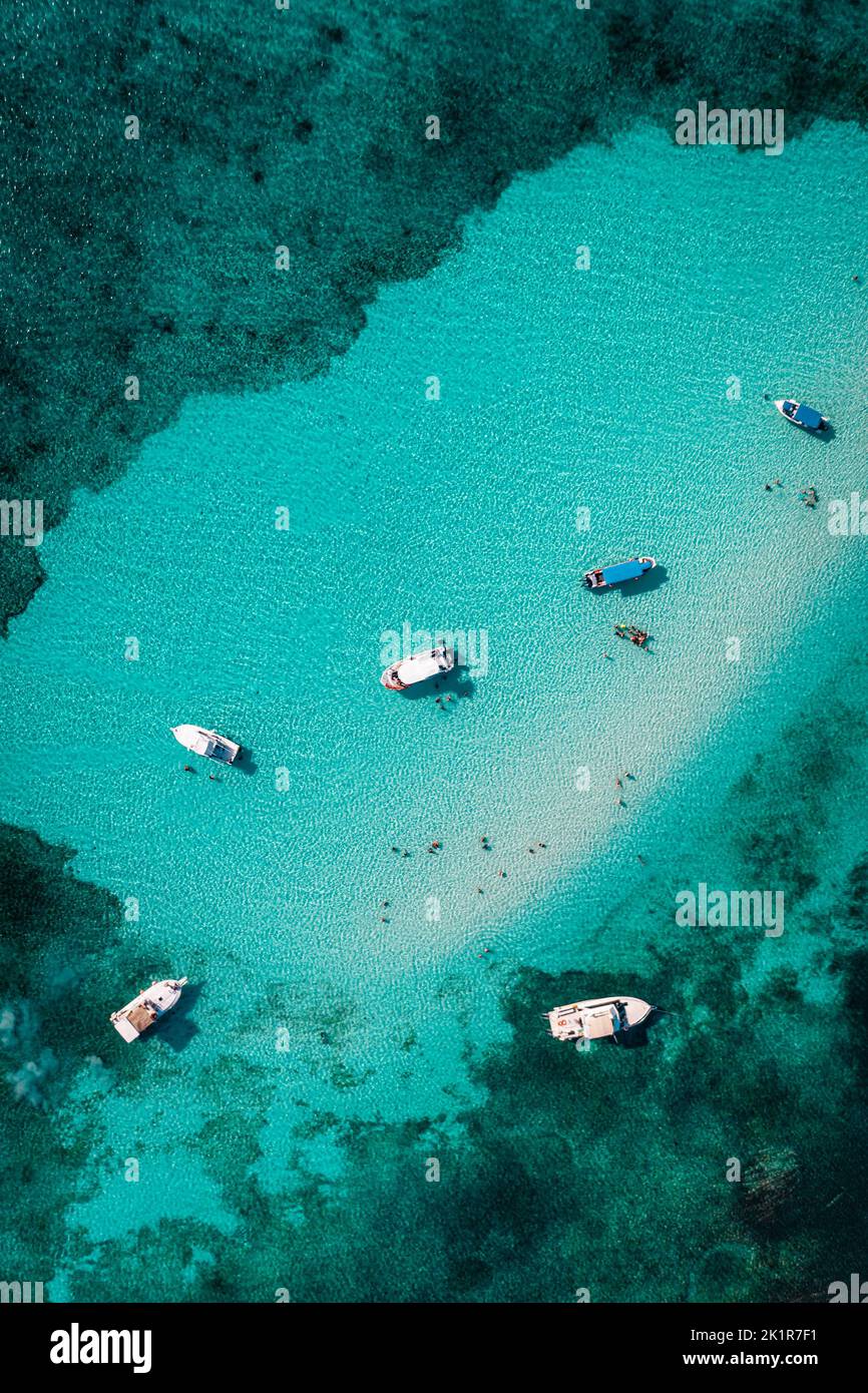 A vertical shot of tour boats in Cozumel island, Quintana Roo, Mexico ...