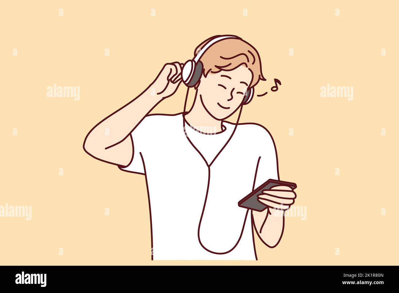 Smiling young man in headphones Stock Vector Images - Alamy
