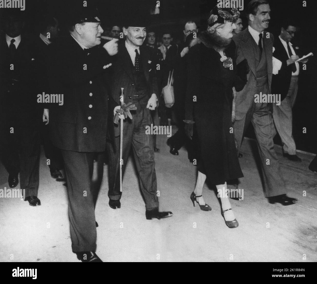 Winston Churchill with his wife, Clementine, Clement Attlee and Anthony ...