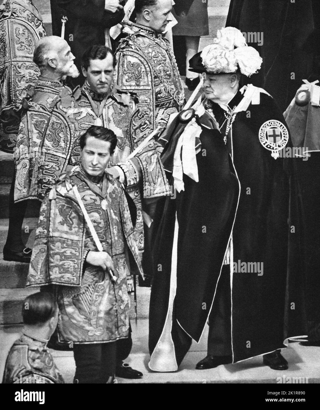 Winston Churchill Leaving St George's Chapel, Windsor, after the ...