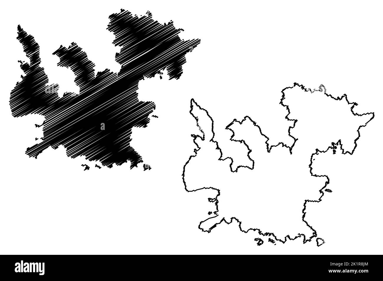 Cabrera island (Kingdom of Spain, Balearic Islands) map vector illustration, scribble sketch ...