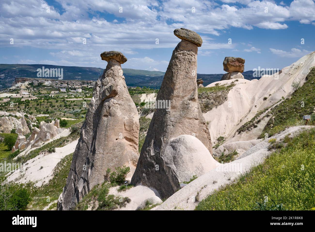 erosion formation of the Three Beauties, Üç Güzeller, Cappadocia ...