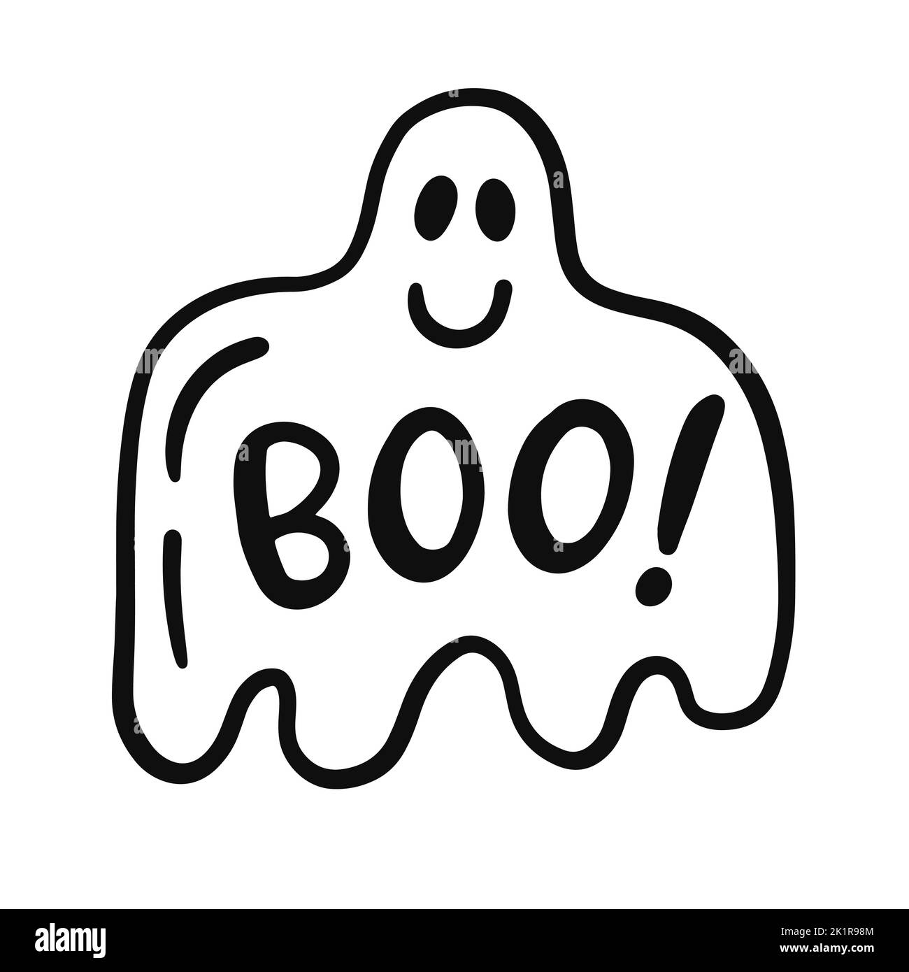 Halloween Ghost Shape, Hand Drawn Cute Spirit Silhouette Stock Vector ...