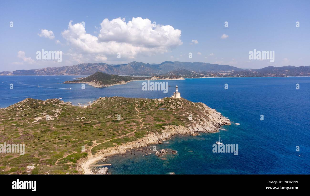 An amazing aerial view of the Sardinian coast. The wonderful colors of ...