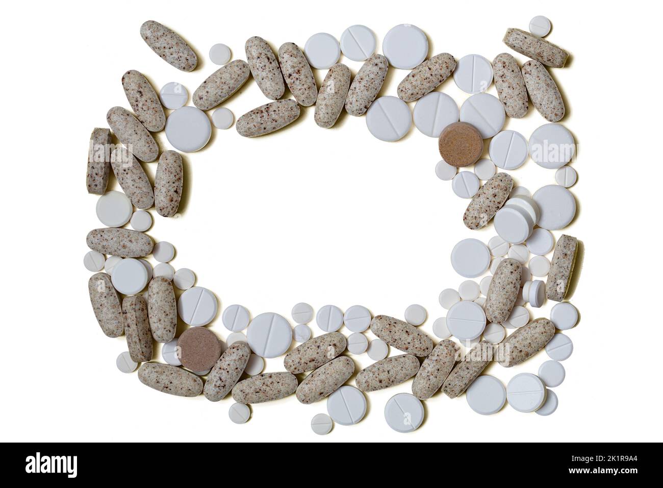 frame from assorted pills on transparent background for design purpose ...