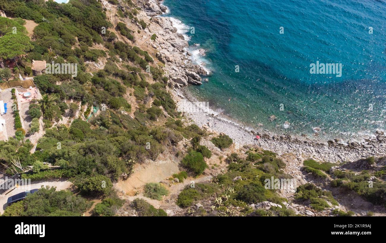 An amazing aerial view of the Sardinian coast. The wonderful colors of ...