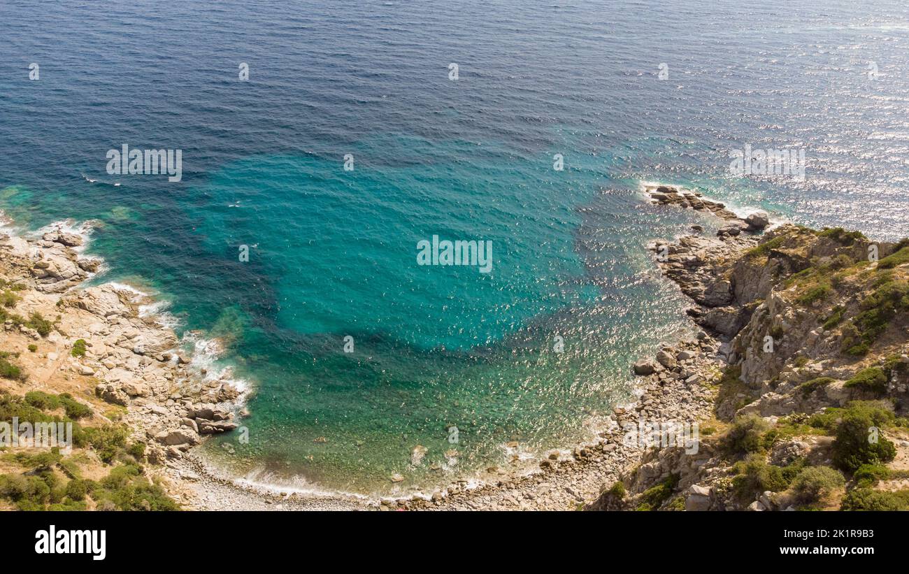 An amazing aerial view of the Sardinian coast. The wonderful colors of ...