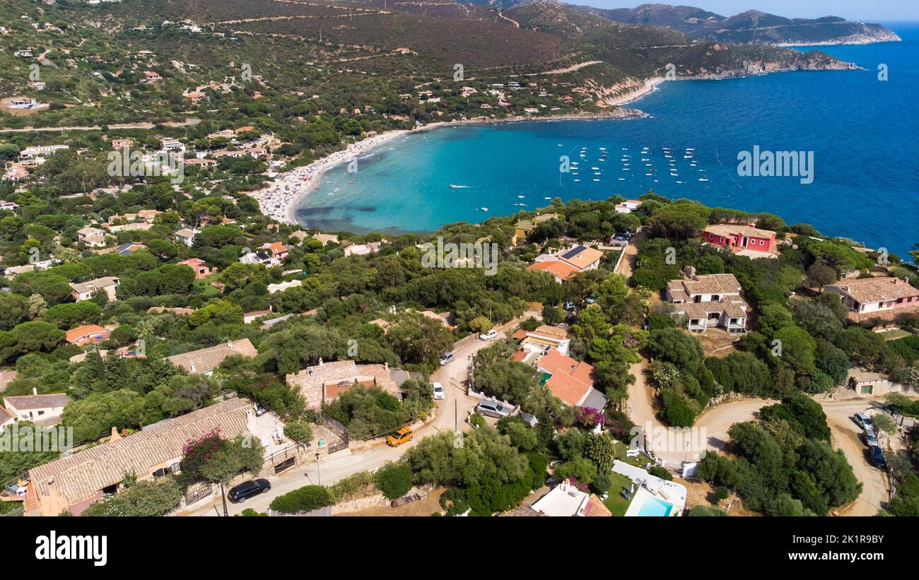 An amazing aerial view of the Sardinian coast. The wonderful colors of ...