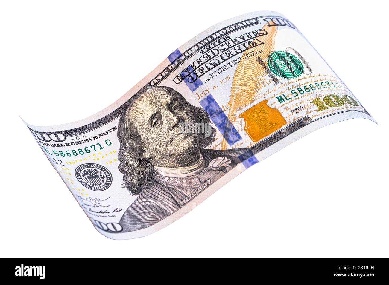 U.S. 100 dollar banknote on transparent background for design purpose ...