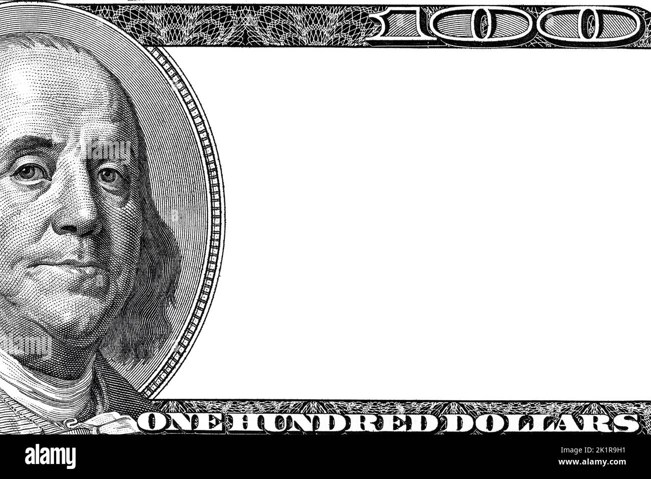 U.S. 100 dollar border with empty transparent middle area for design ...