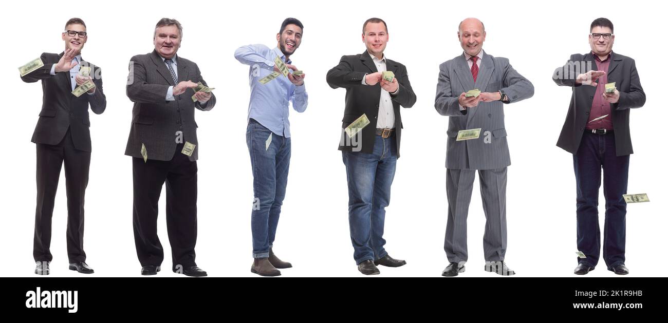 group of successful people holding money in hand isolated Stock Photo ...