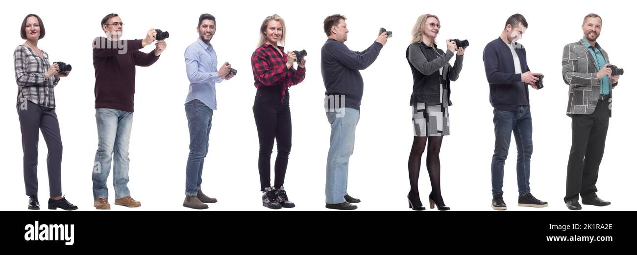 collage of group of photographers in profile isolated Stock Photo - Alamy