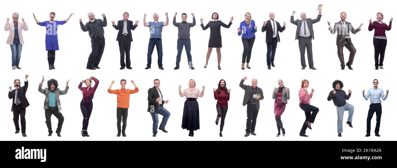 collage of people joyful energetic full length isolated Stock Photo - Alamy