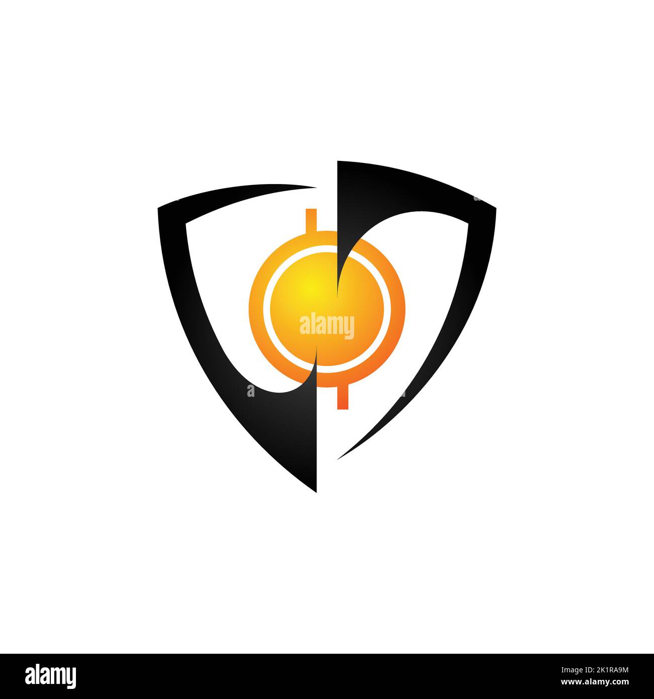 Abstract shield shape in gradient black color and gold coin applied for ...