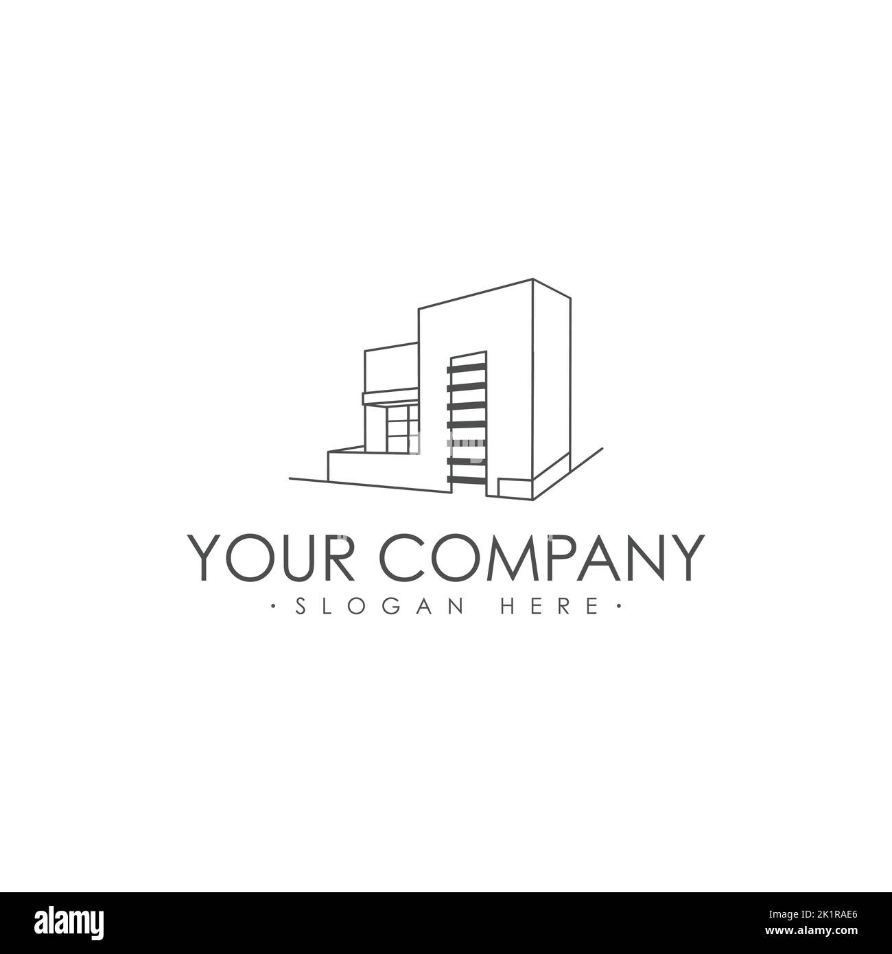 Building logo illustration vector graphic design in line art style ...