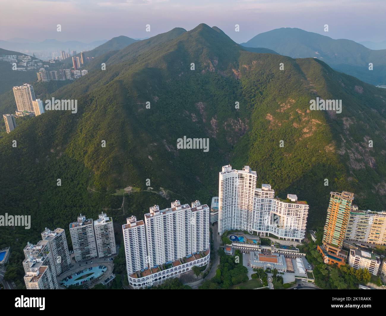 An aerial scenic view of Repulse Bay with modern skyscrapers in Hong ...