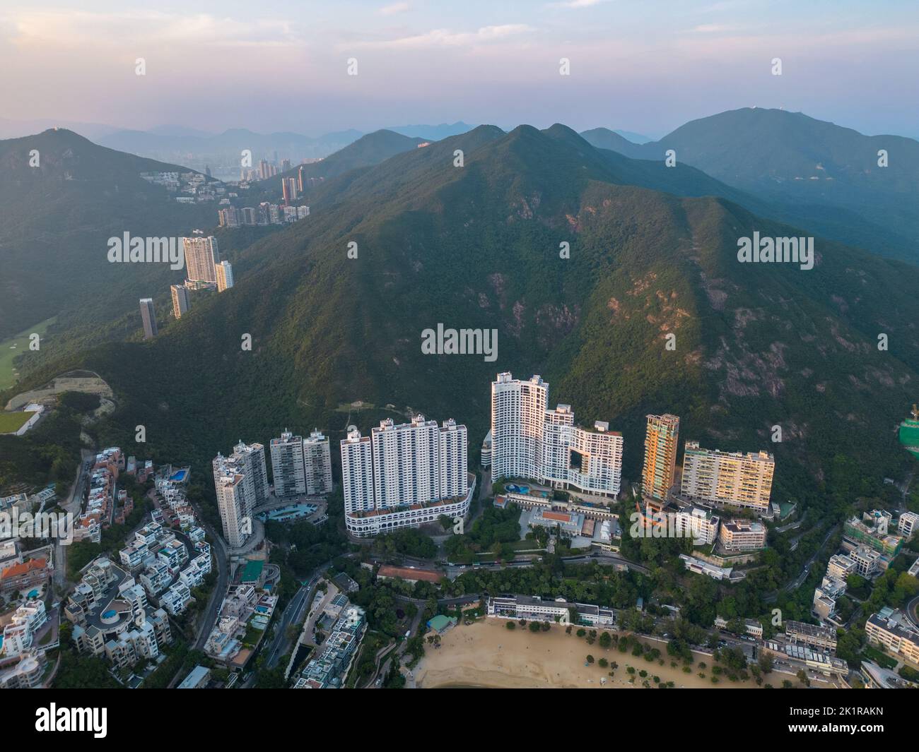 An aerial scenic view of Repulse Bay with modern skyscrapers in Hong ...
