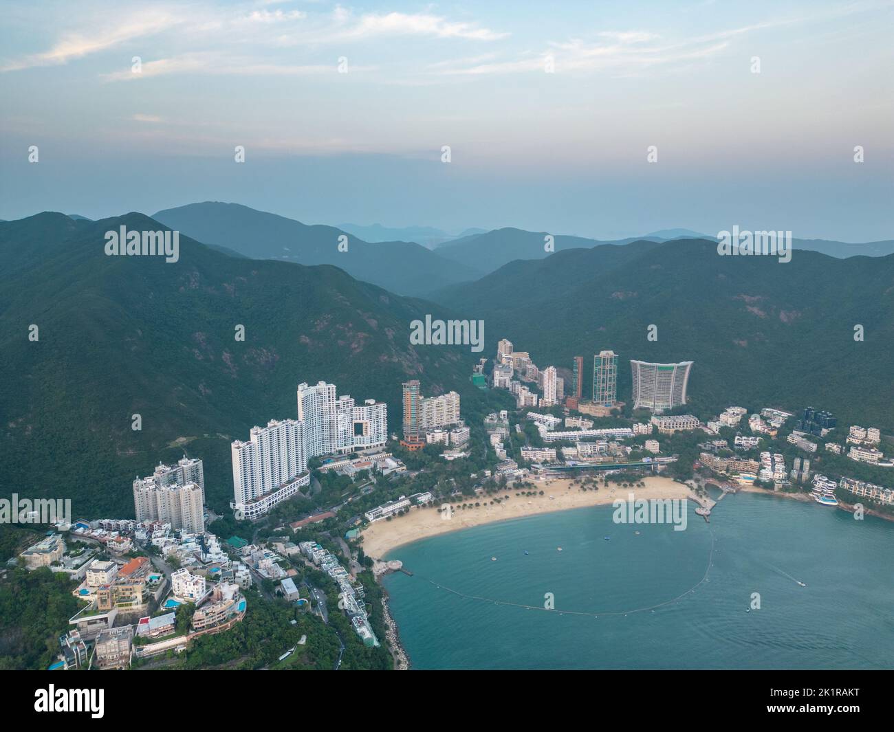 An aerial scenic view of Repulse Bay with modern skyscrapers in Hong ...