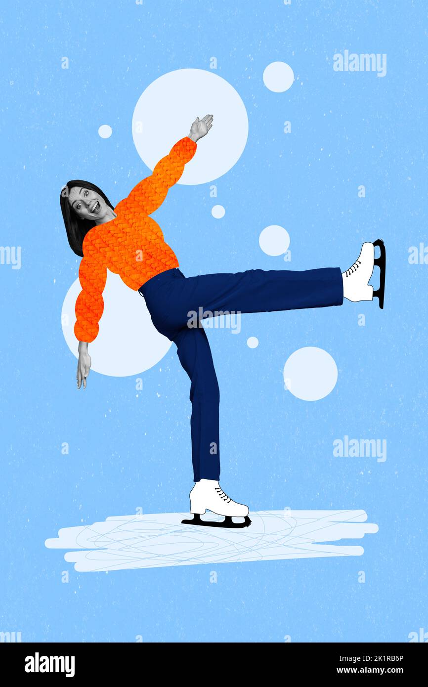 Creative abstract template collage of funny funky energetic sporty girl ...