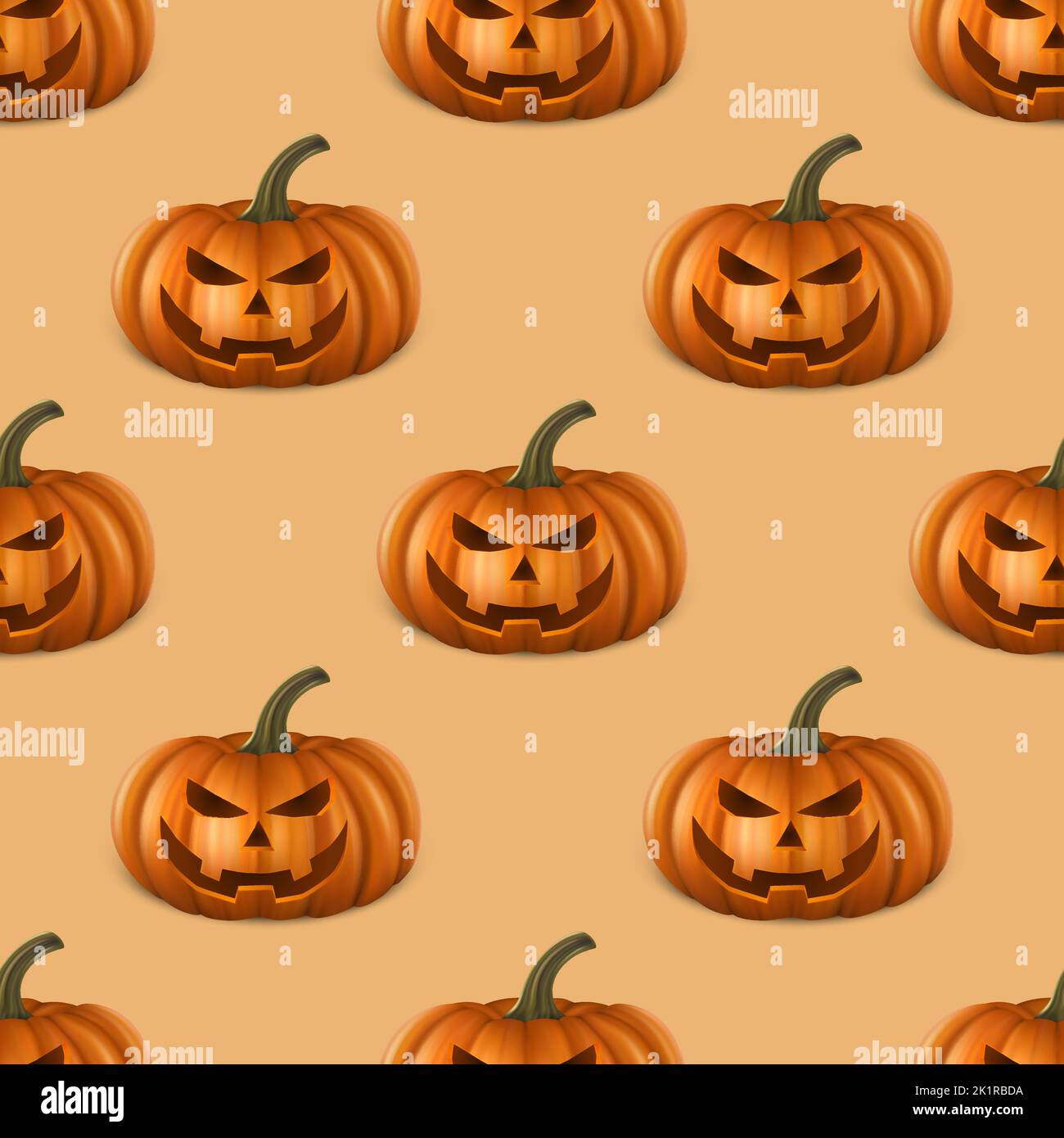 Vector Halloween Seamless Pattern with Funny Pumpkins. Cute Jack-o ...