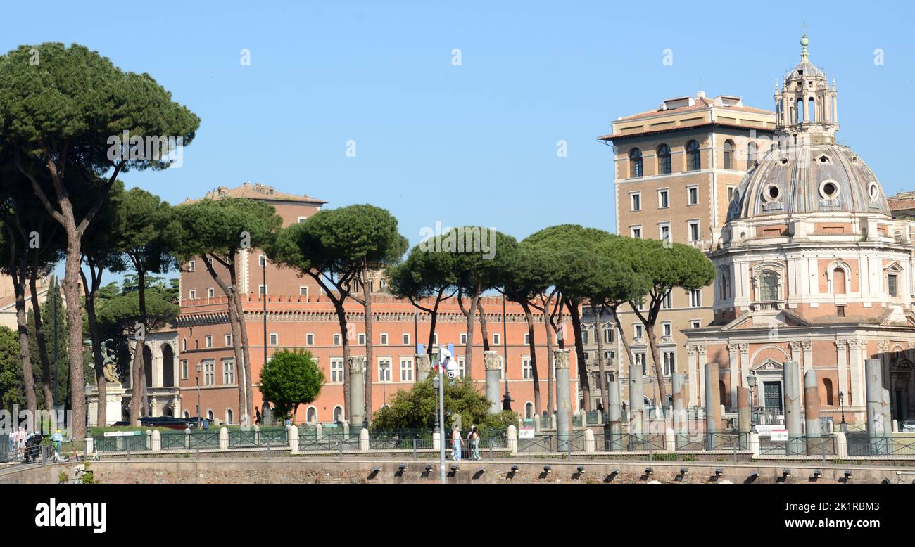 Panorama of Rome in the Imperial Forums with Altar of the Fatherland ...
