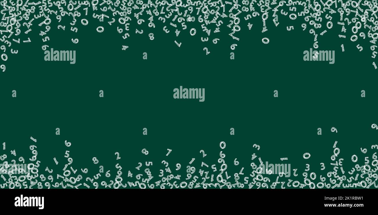 Falling handdrawn chalk numbers. Math study concept with flying digits ...