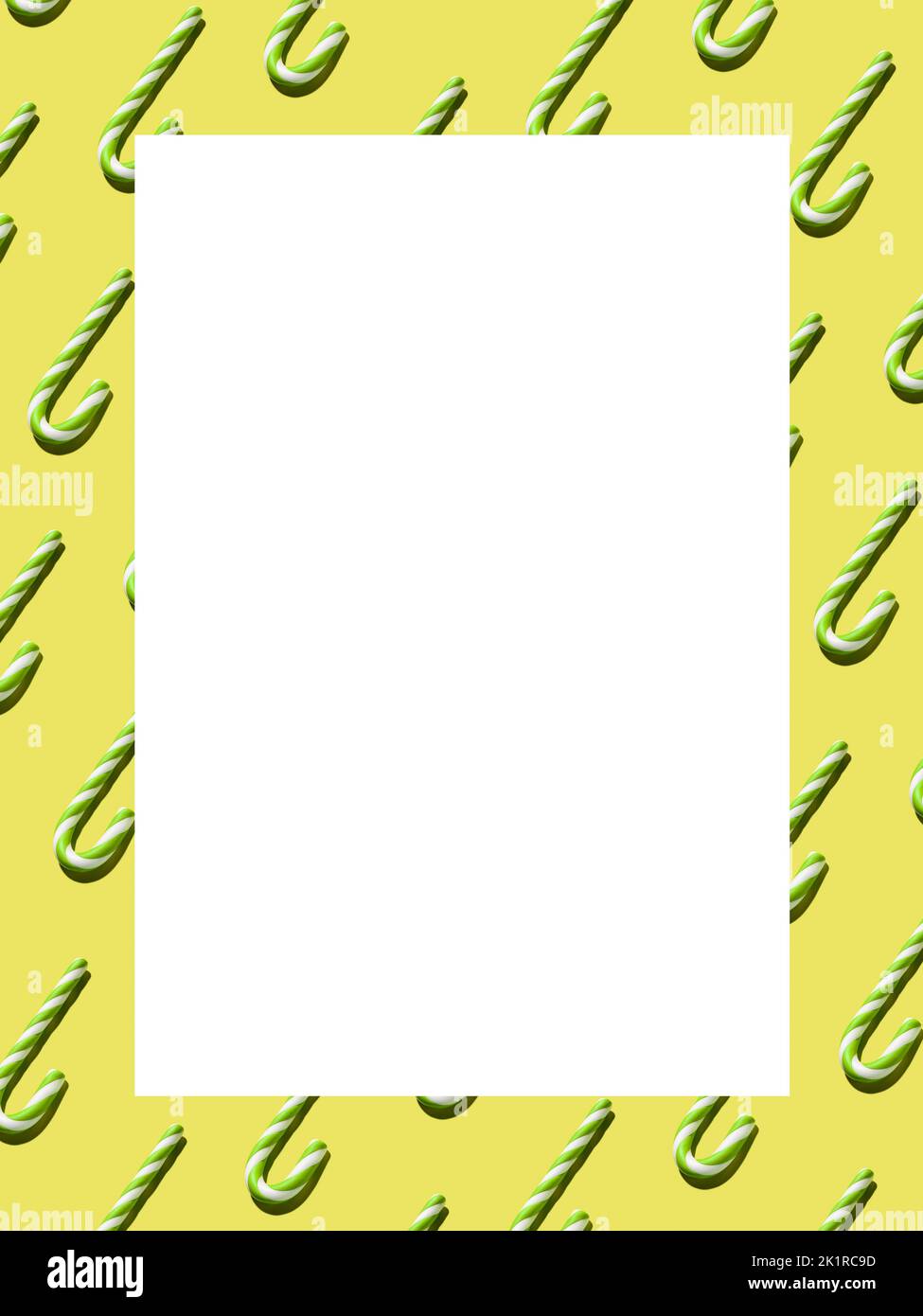 Christmas frame with candy cane pattern and white background Stock ...