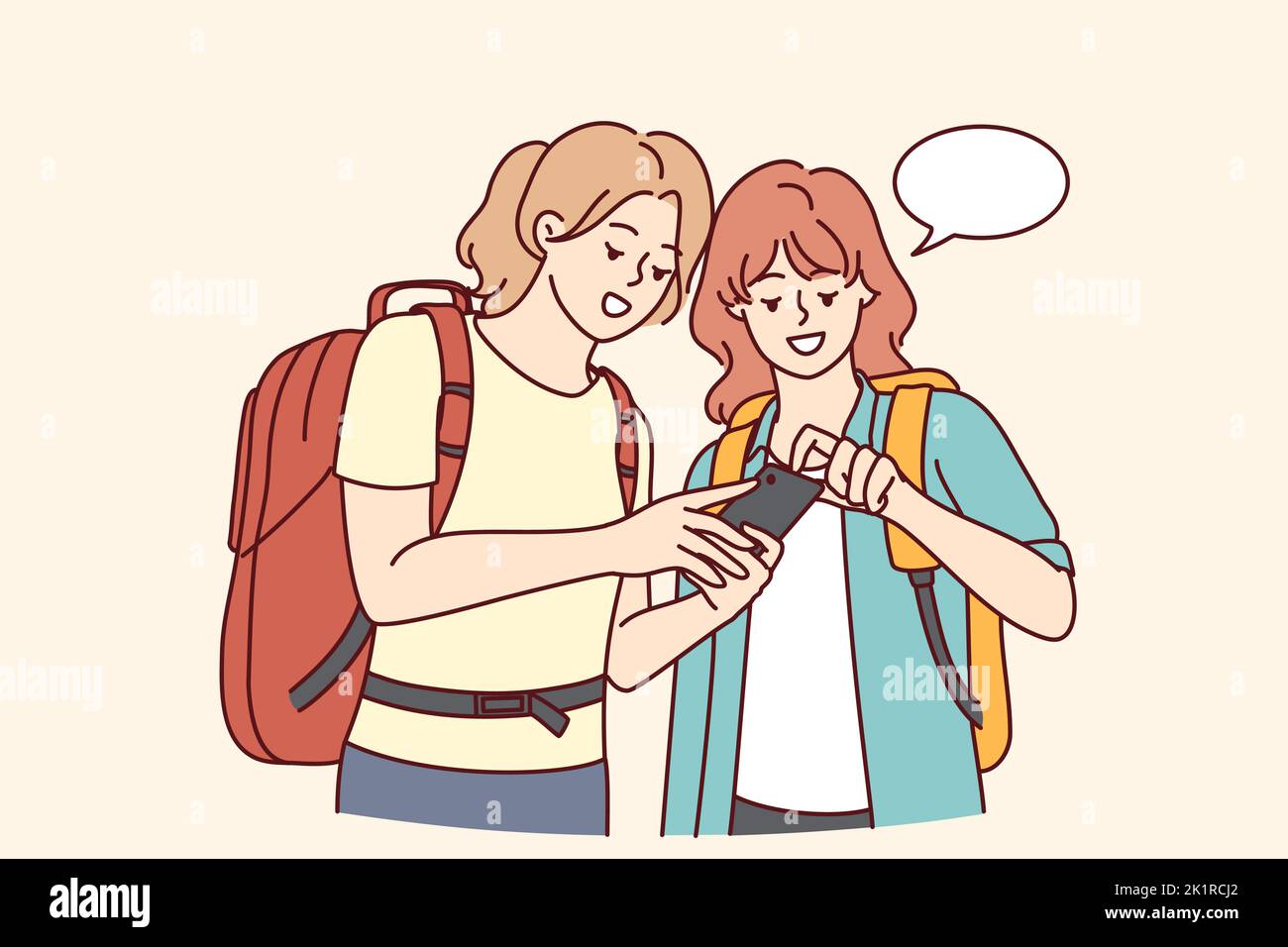 Girls trekking with map Stock Vector Images - Alamy