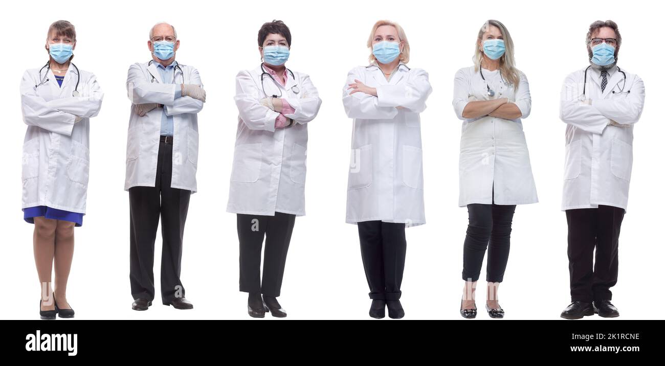 group of doctors in mask isolated on white Stock Photo - Alamy
