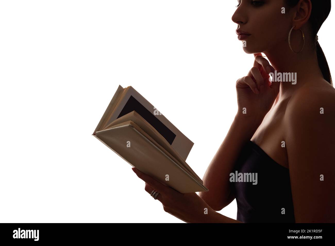 Smart woman silhouette. Reading literature. Intelligence self ...