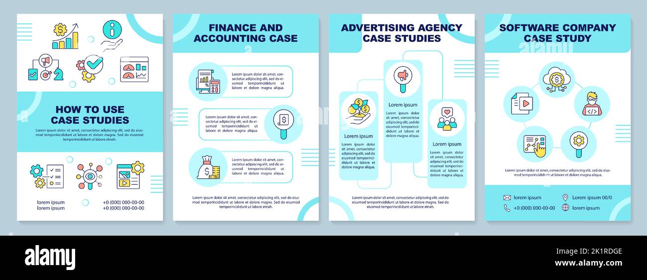 Implementation of case study turquoise brochure template Stock Vector ...