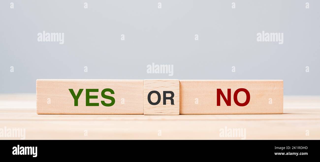 Yes or No block. Answer, question and decision concept Stock Photo - Alamy