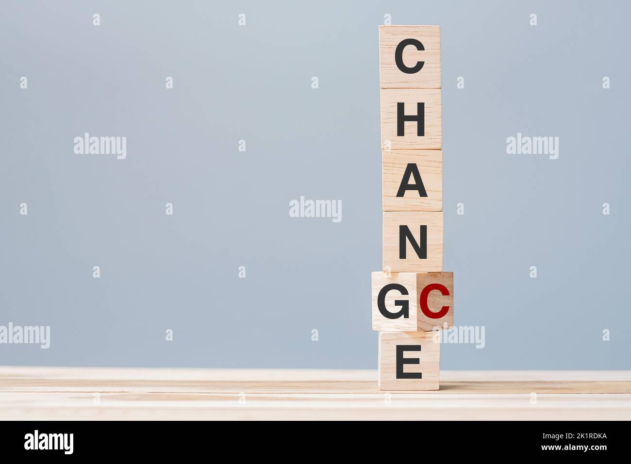 wooden cube blocks flipping CHANGE to CHANCE text. organizational ...