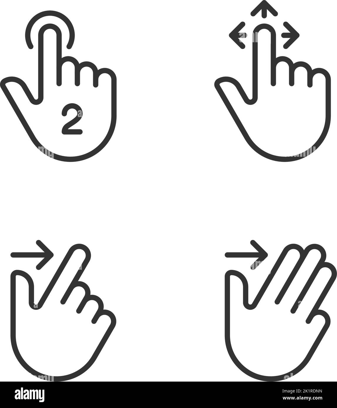 Drag and swipe gestures pixel perfect linear icons set Stock Vector Image & Art - Alamy