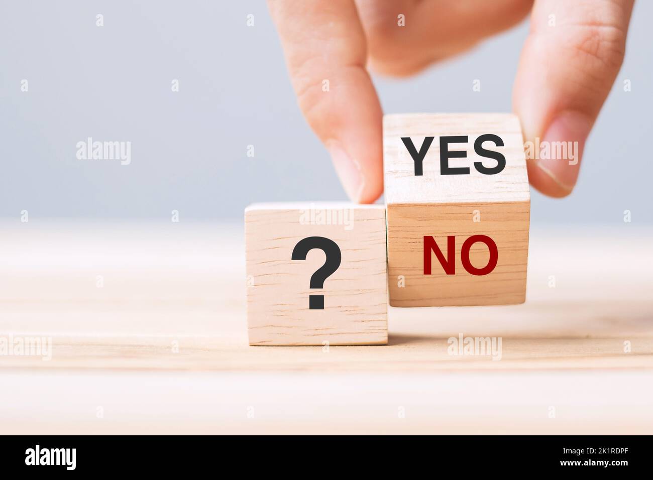 Hand change Yes or No block. Answer, question and decision concept ...