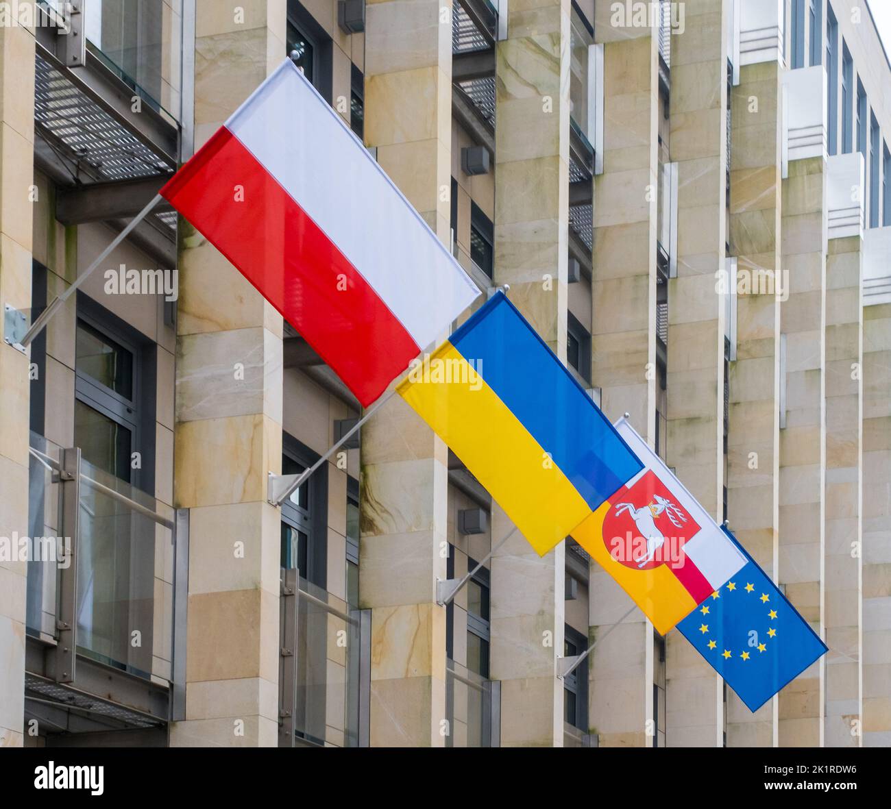 The Flags of the Poland, Ukraine, Lublin Voivodeship and European Union ...