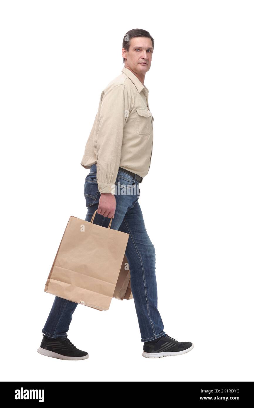 Man walking side back white background hi-res stock photography and ...