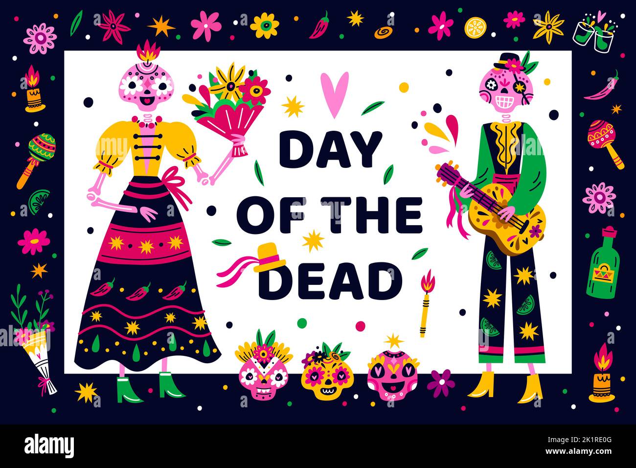 Day of Dead poster. Traditional holiday celebrating. Party invitation ...