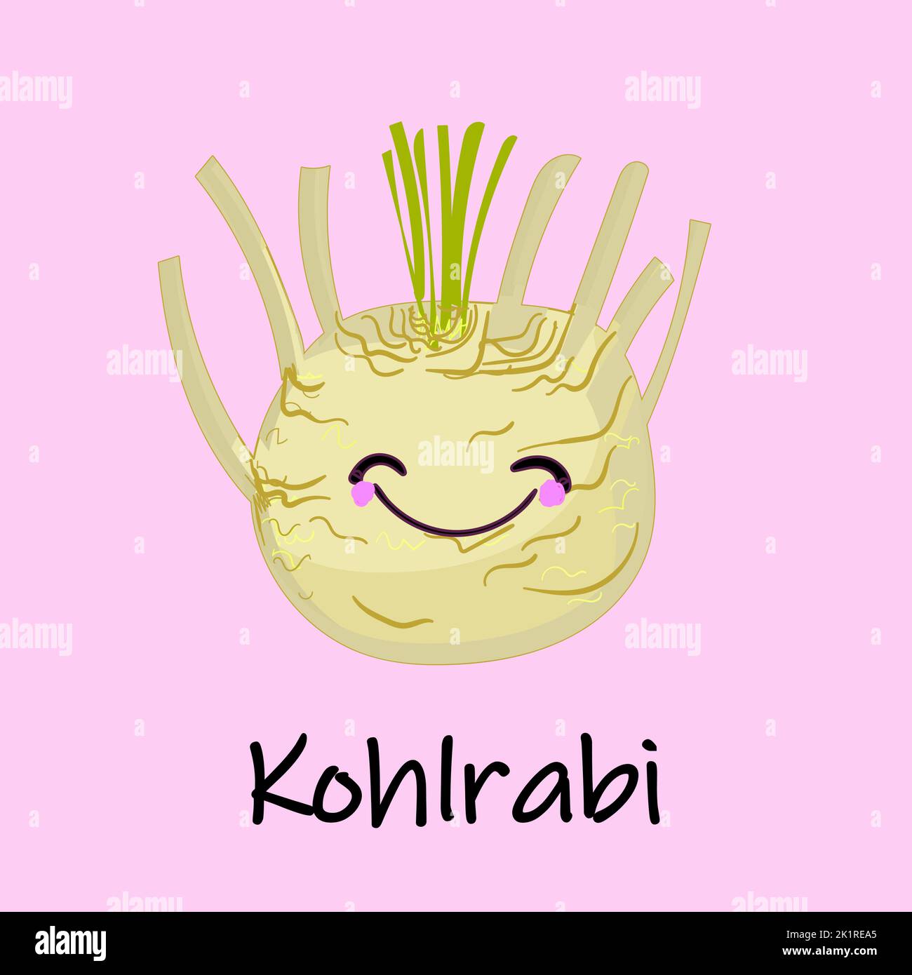 Waving character kohlrabi on a wooden table.cabbage turnip. Kohlrabi ...