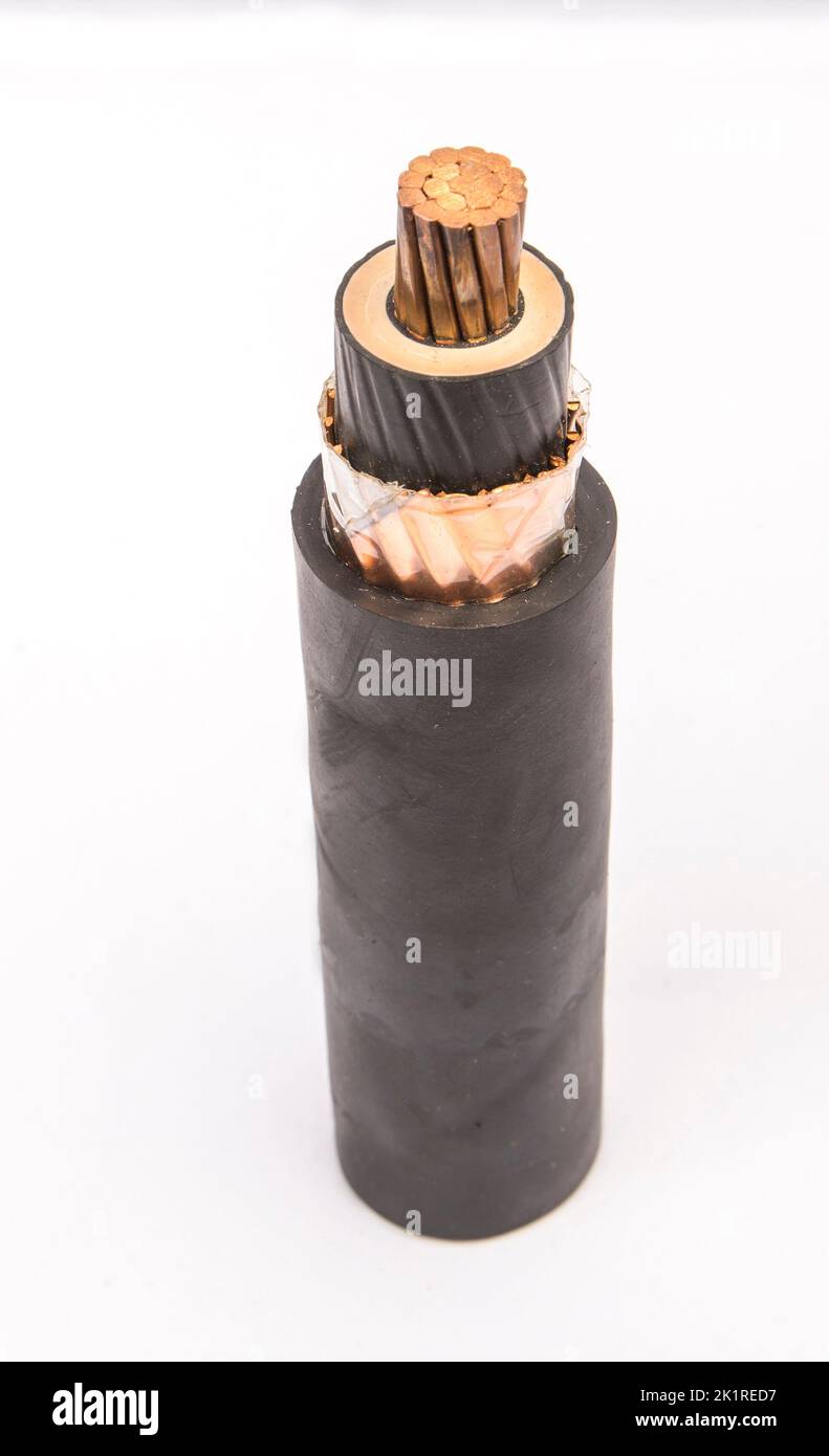 Cross section of high-voltage cable, polymer insulation Stock Photo - Alamy