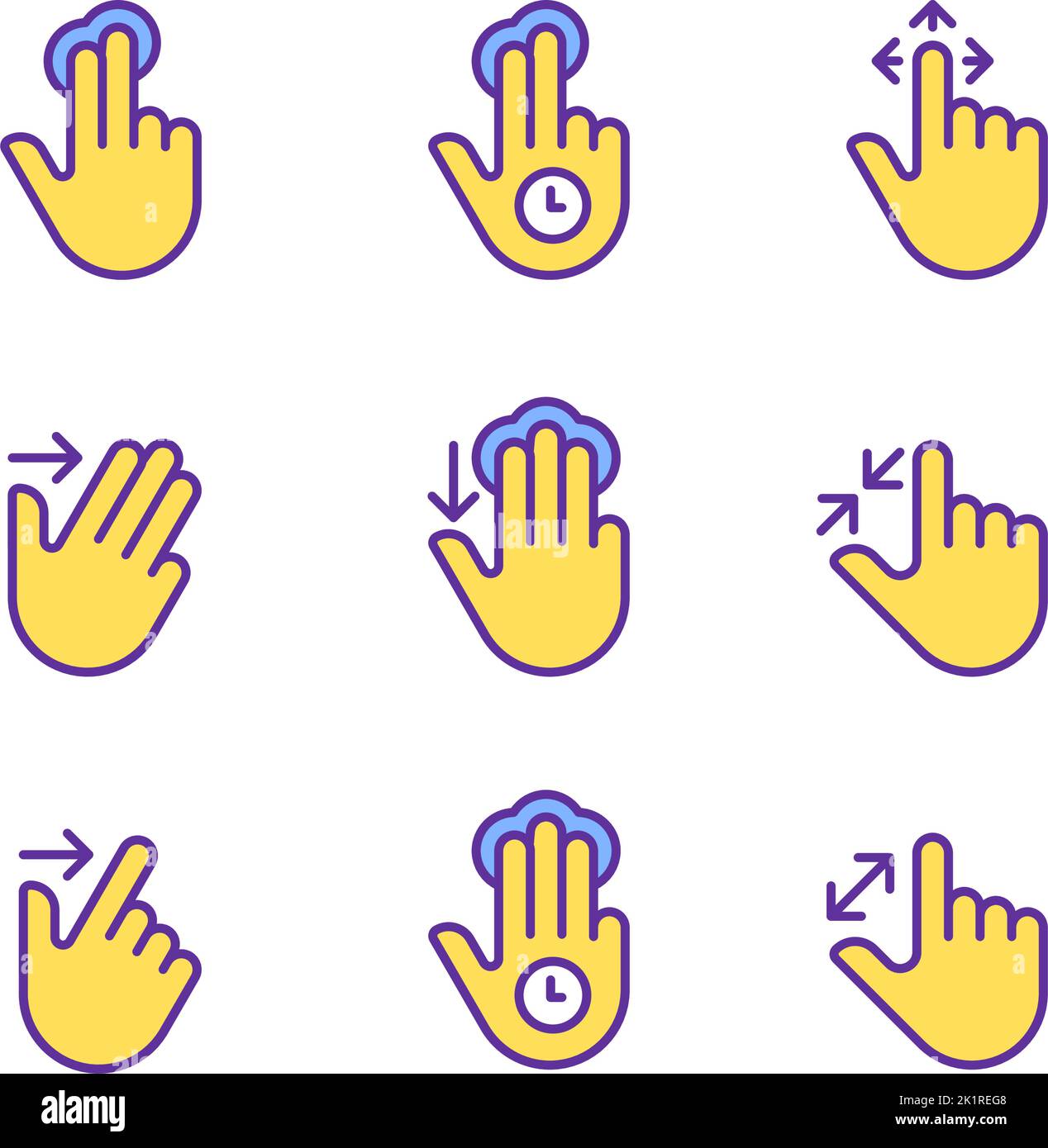 Multitouch gestures pixel perfect yellow RGB color icons set Stock ... Multitouch gestures pixel perfect yellow RGB color icons set Stock ...