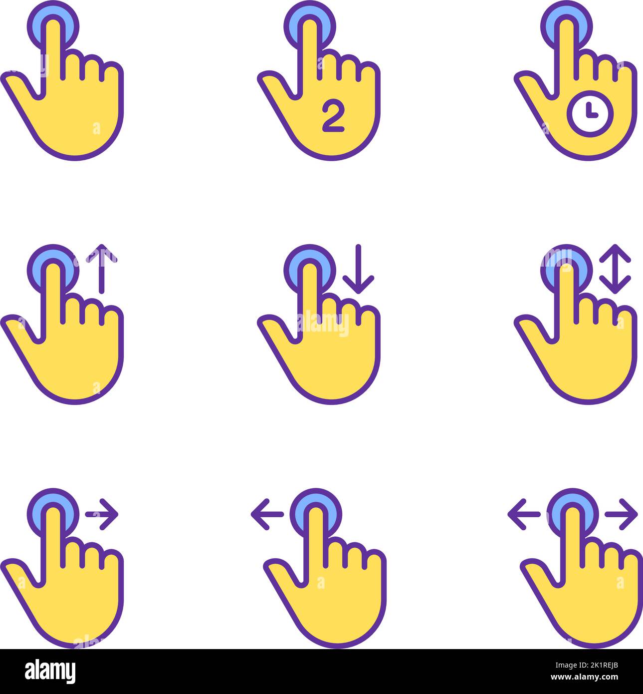 Touchscreen control pixel perfect yellow RGB color icons set Stock ...