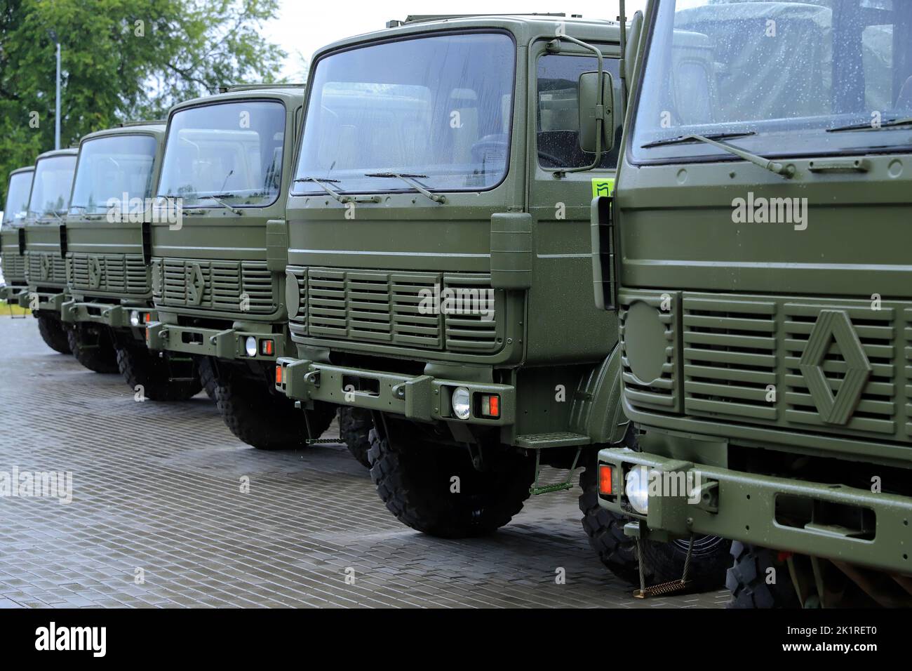 DNIPRO, UKRAINE - SEPTEMBER 20, 2022 - Heavy-duty trucks that were ...